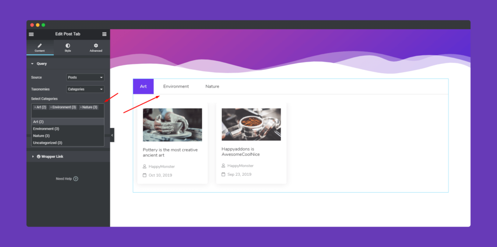How To Add Post Tab Widget of Happy Elementor Addons