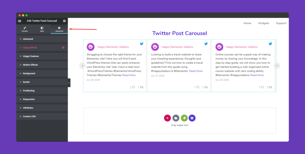 Twitter Feed Carousel widget - HappyAddons