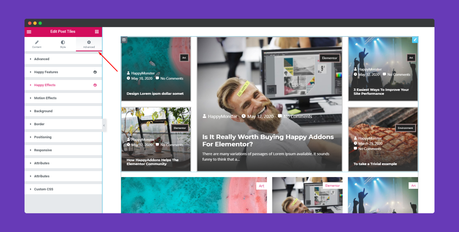 How To Use Post Tiles Widget of Happy Elementor Addons - HappyAddons