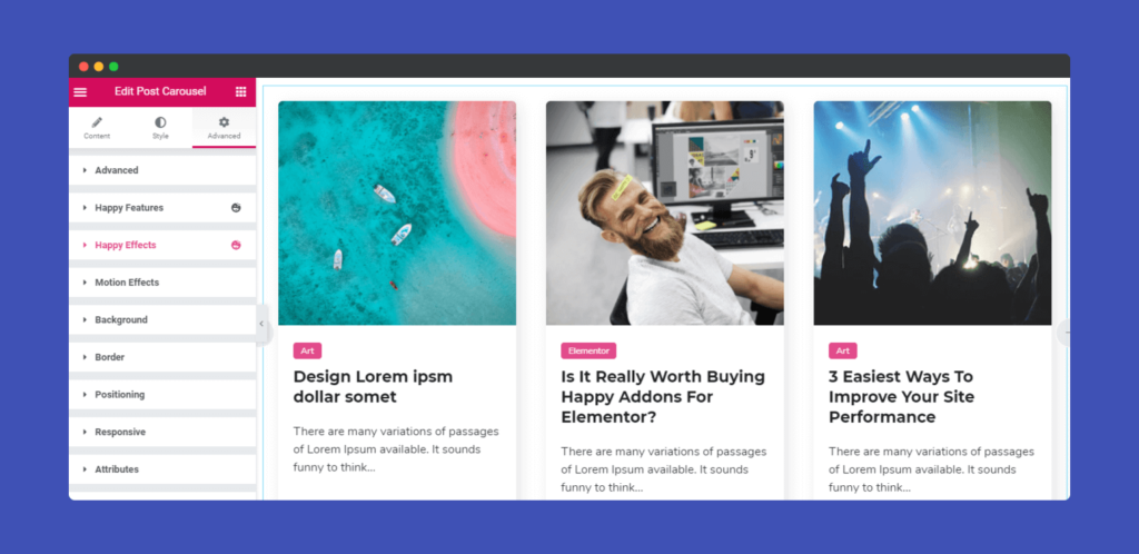 Post Carousel Widget - HappyAddons