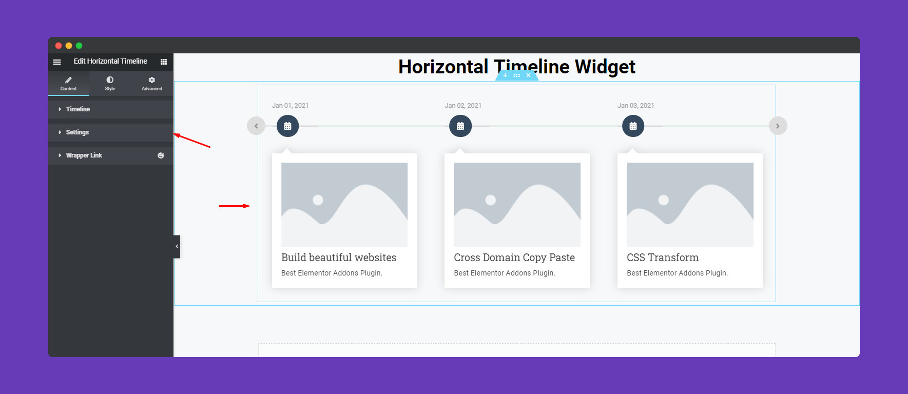 How To Use Horizontal Timeline Widget of Happy Elementor Addons