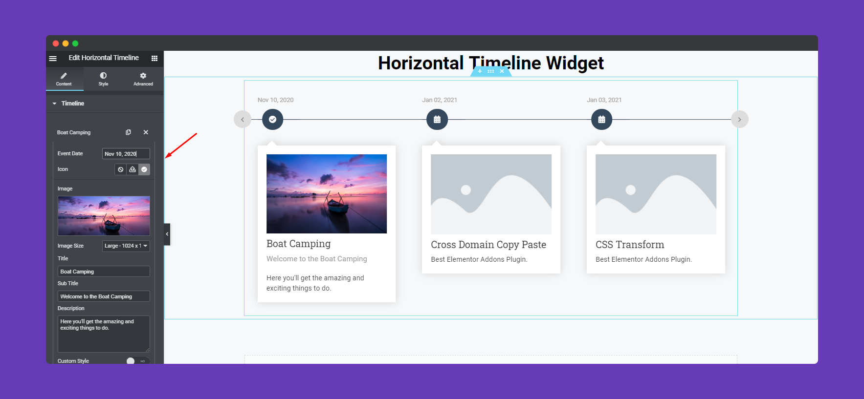 How To Use Horizontal Timeline Widget of Happy Elementor Addons