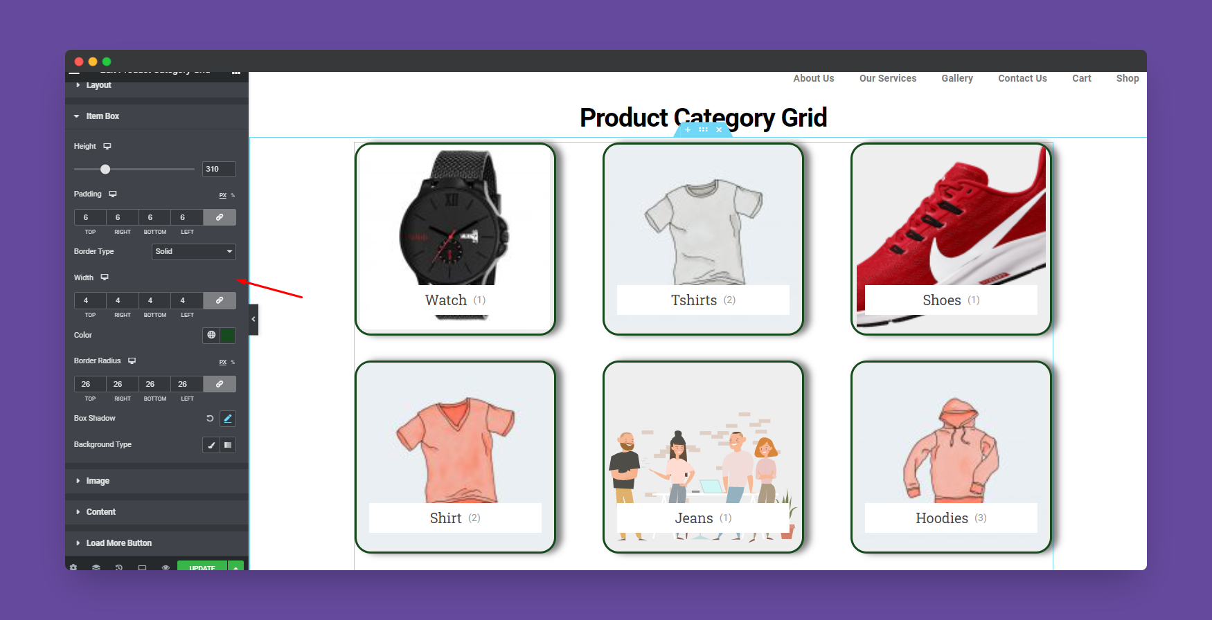 Product Category Grid Widget of Happy Elementor Addons
