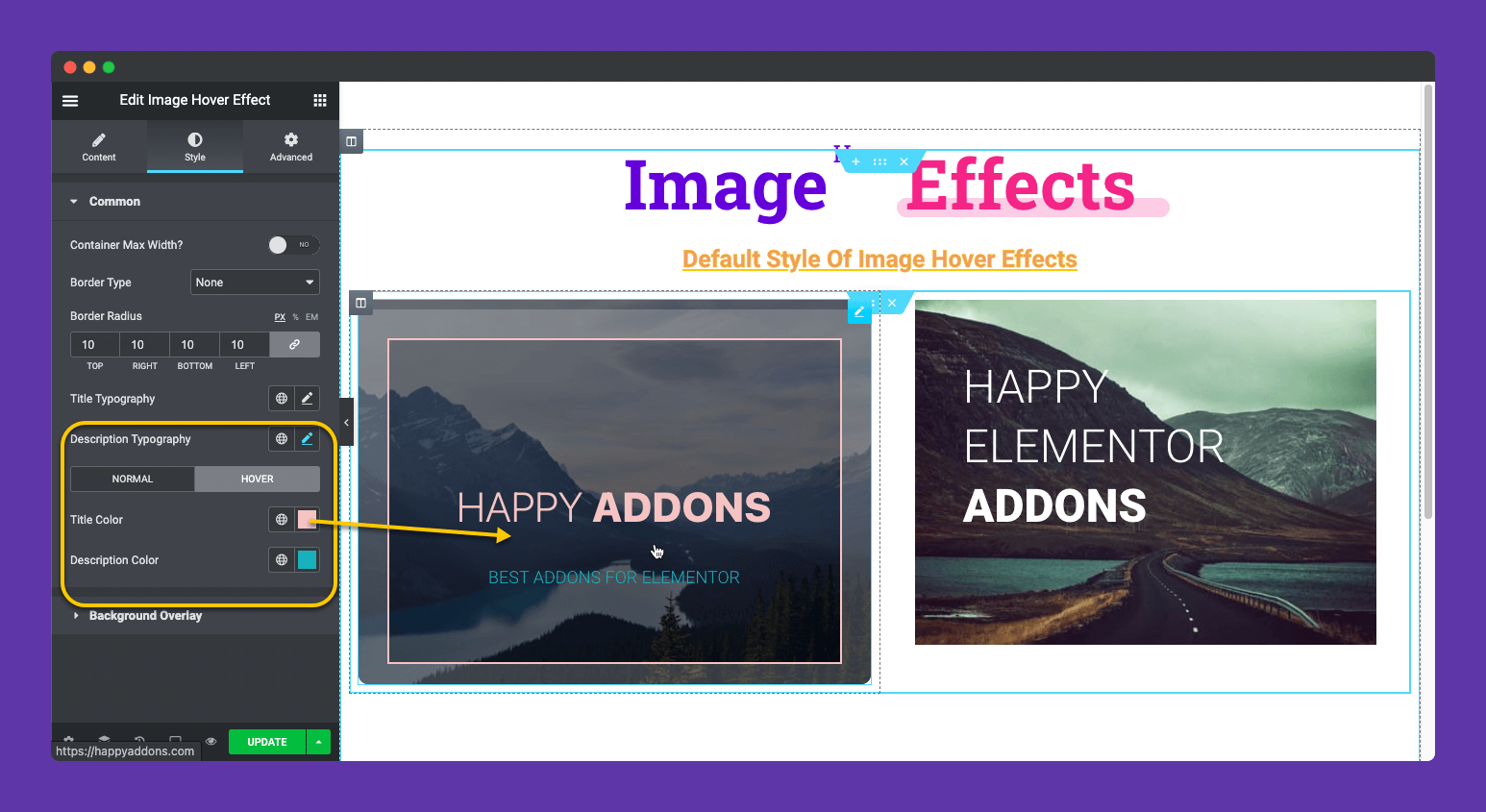 Elementor Image Hover Effect - HappyAddons