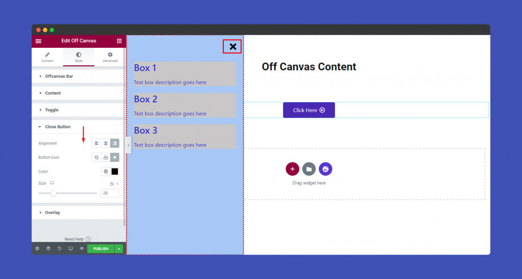 Off Canvas Content - HappyAddons