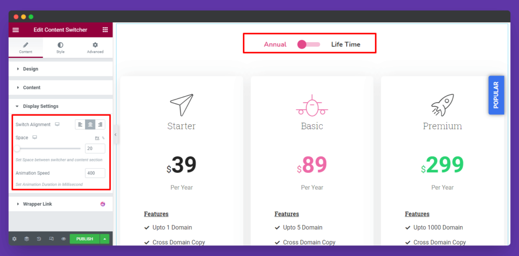 Content Switcher - HappyAddons