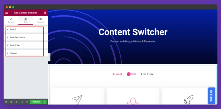 Content Switcher - HappyAddons