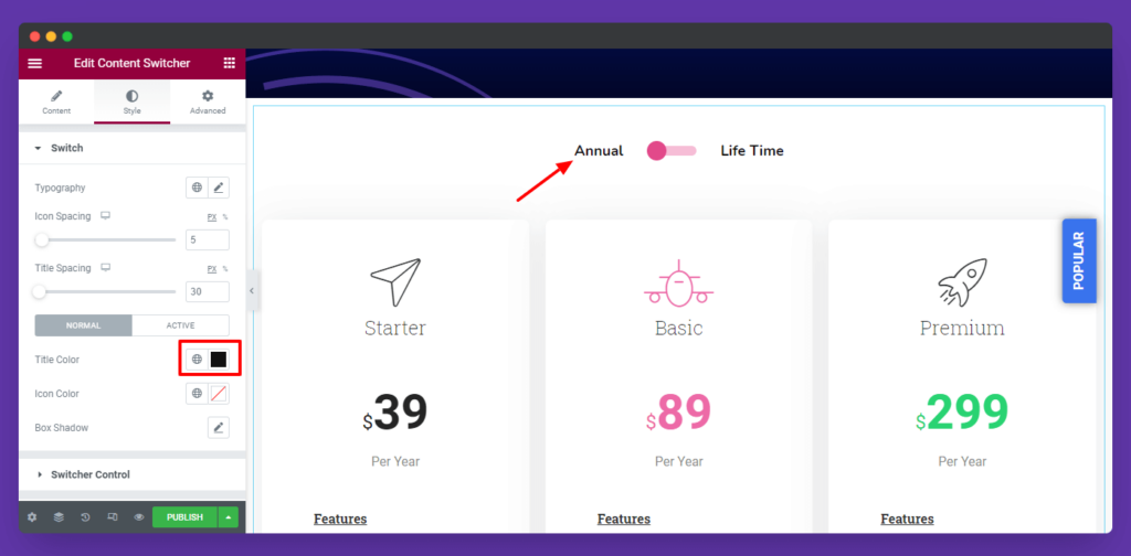 Content Switcher - HappyAddons