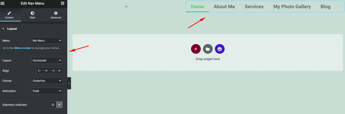 Customizing Elementor Nav Menu Portfolio Widget