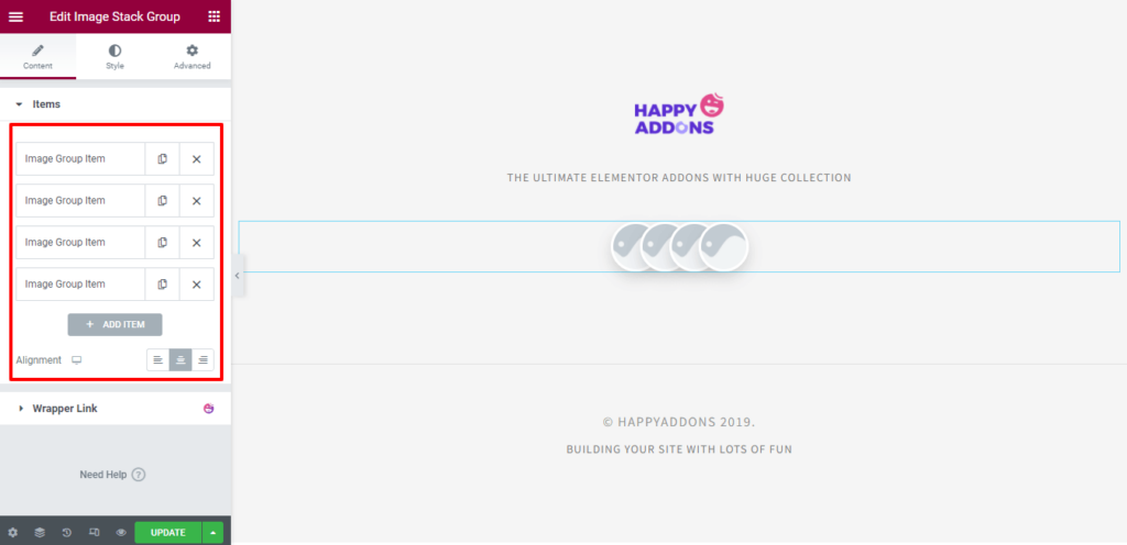 How To Use Image Stack Group Widget - HappyAddons