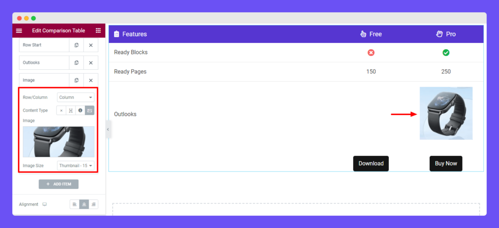 Comparison Table - HappyAddons