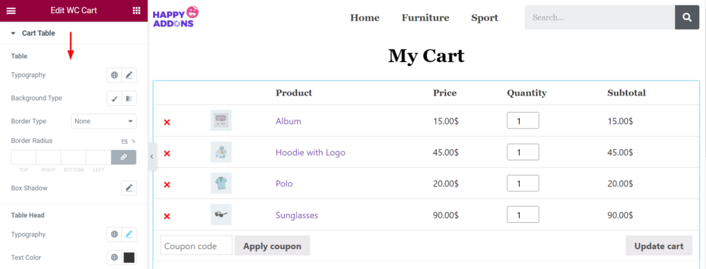 How to Edit WooCommerce Cart Page with Elementor