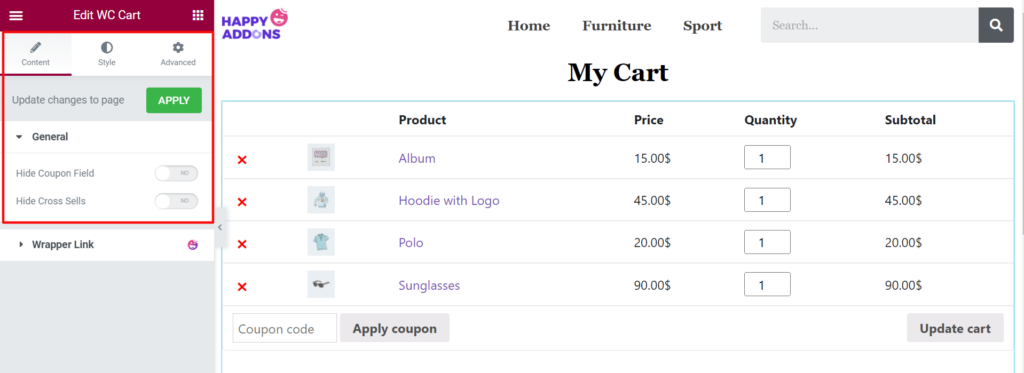 How to Edit WooCommerce Cart Page with Elementor