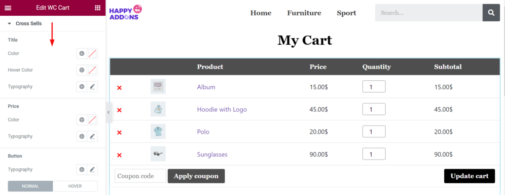 How to Edit WooCommerce Cart Page with Elementor