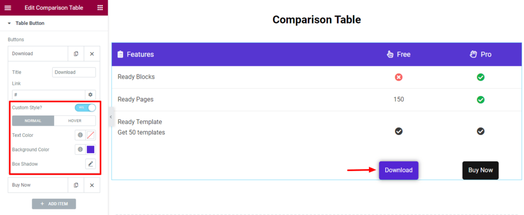 How to Create Comparison Table with Elementor Comparison Table Widget