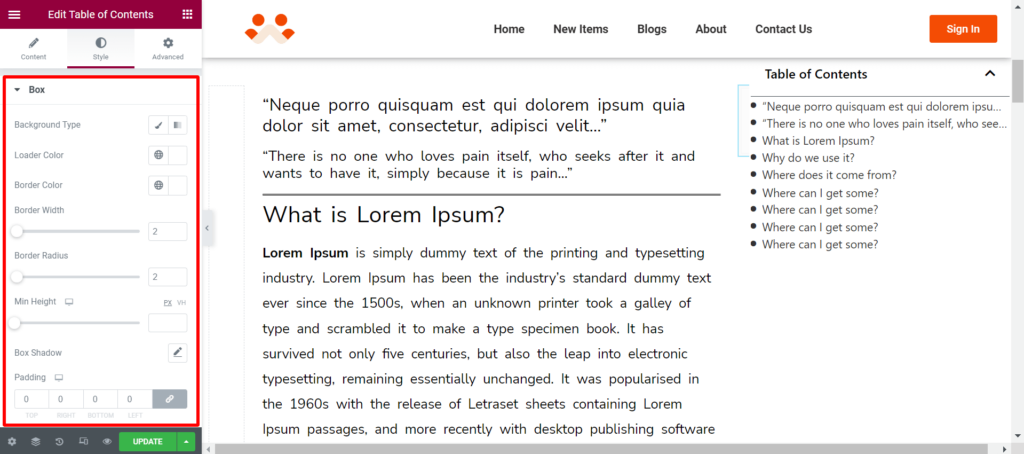 How To Enable The Table Of Content Widget On Your Website
