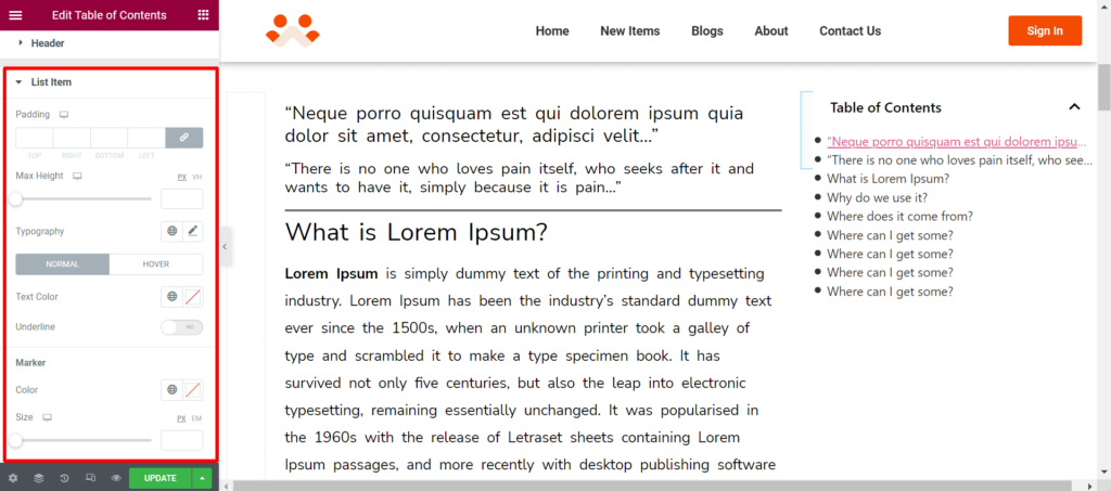 How To Enable The Table Of Content Widget On Your Website