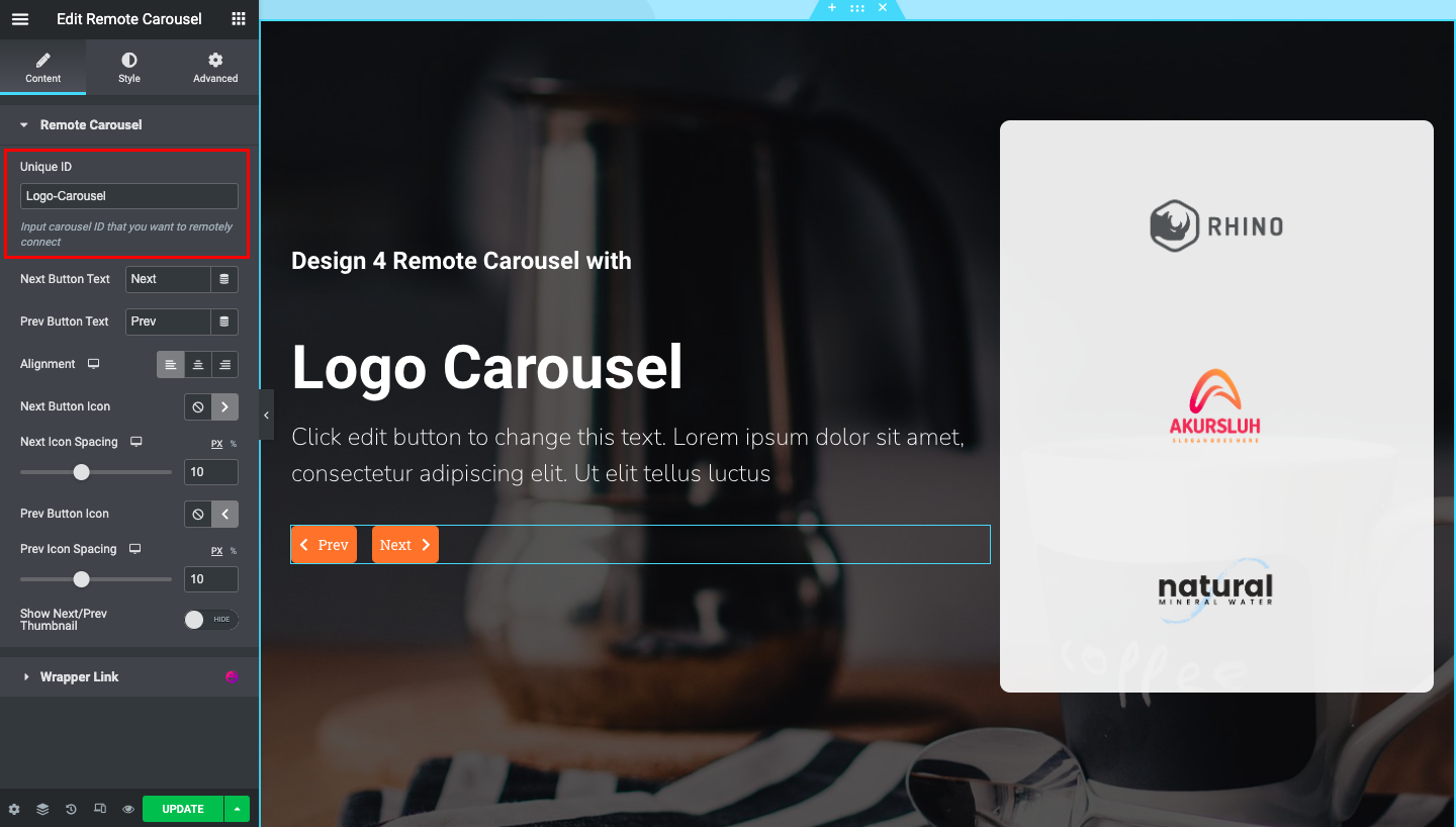 Remote Carousel - HappyAddons