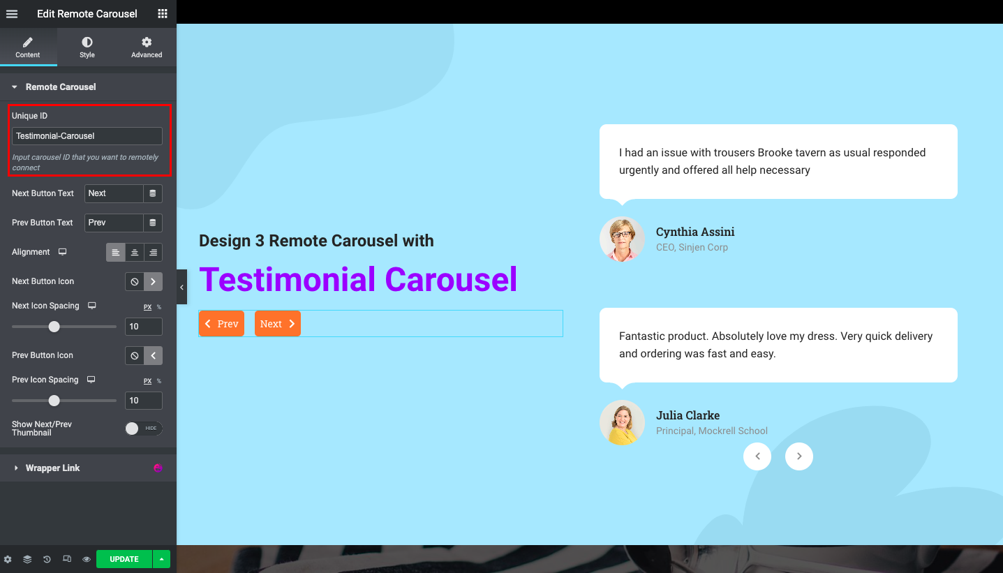 Remote Carousel - HappyAddons