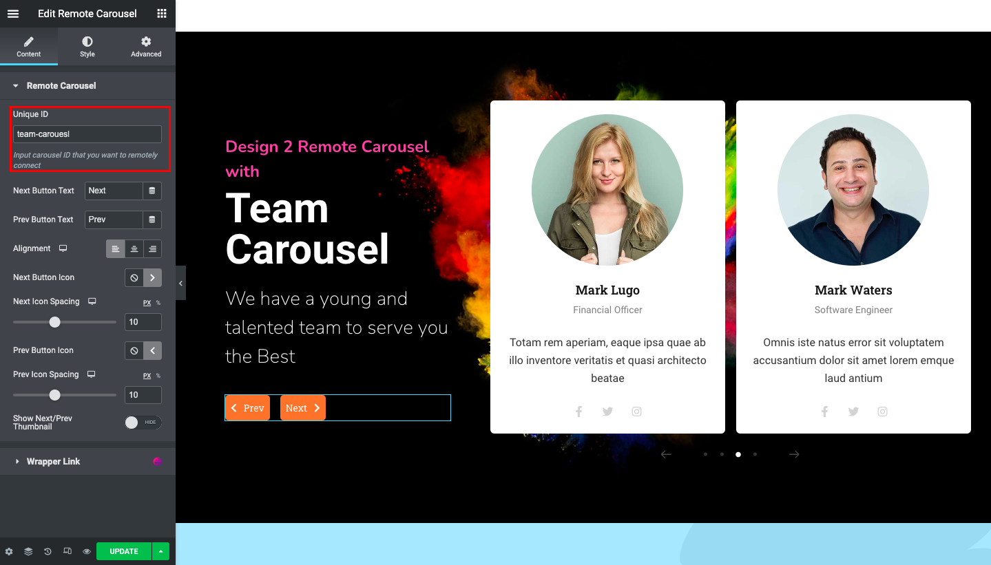 Remote Carousel - HappyAddons