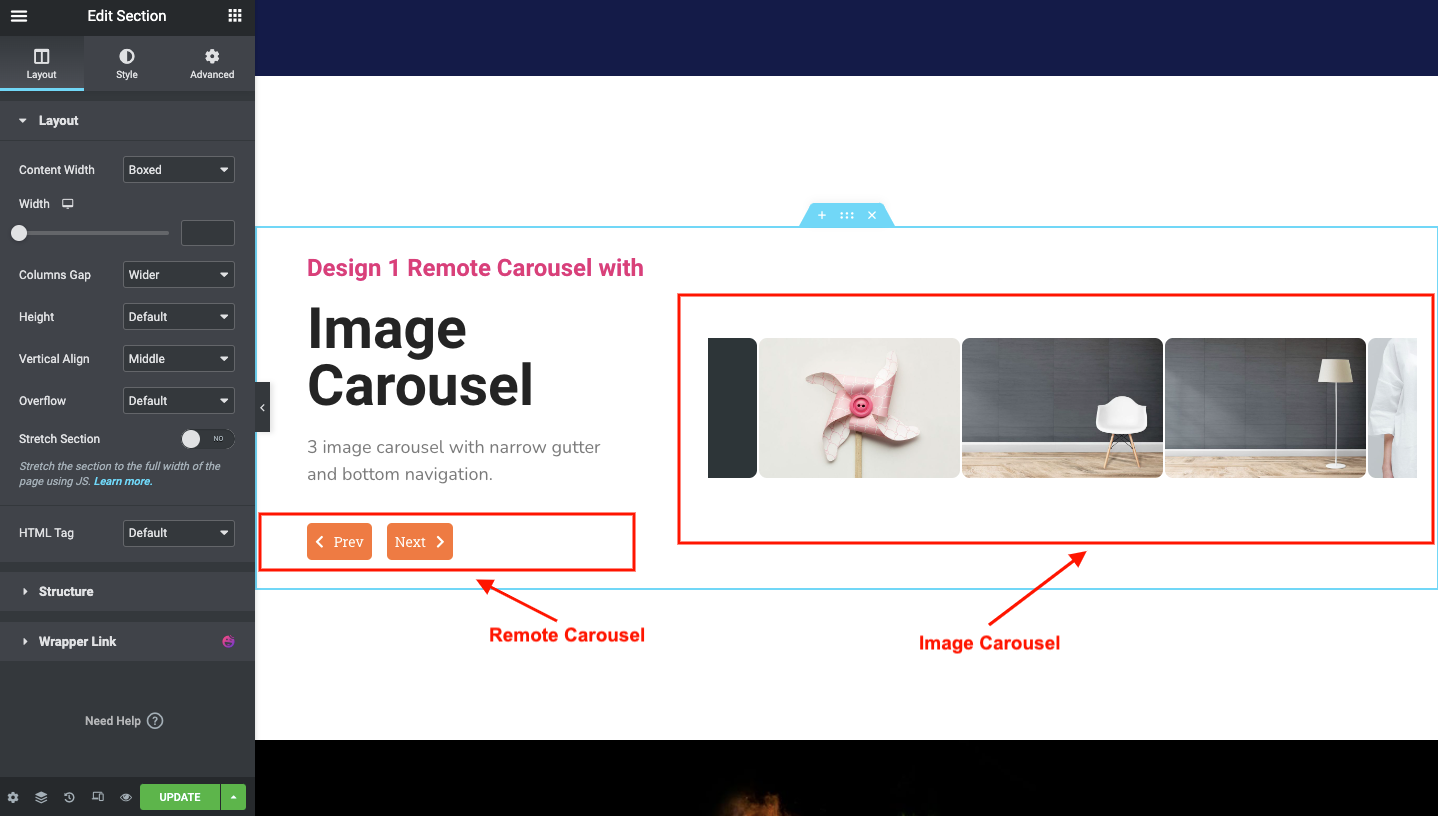 Remote Carousel - HappyAddons