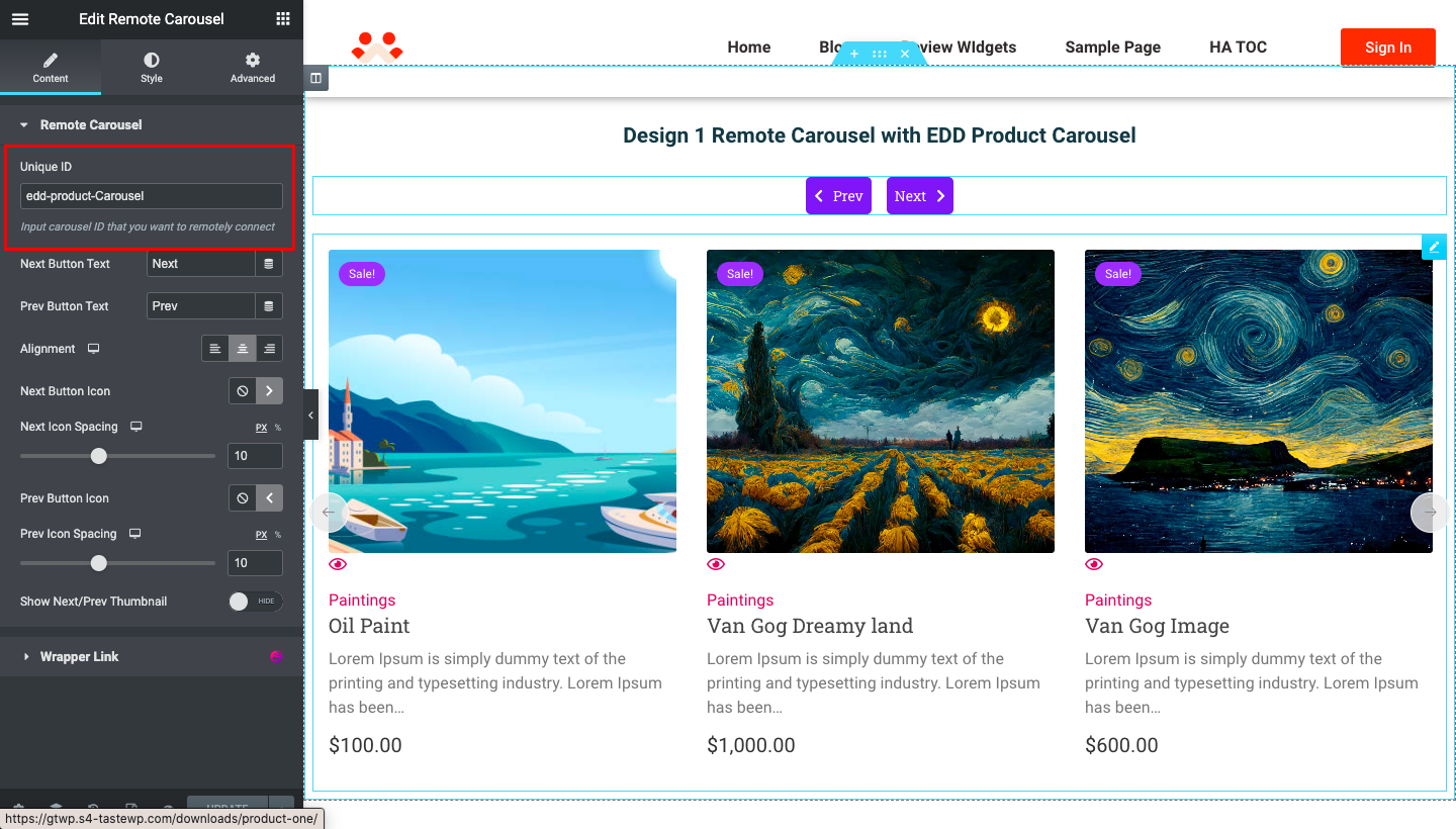 Remote Carousel - HappyAddons