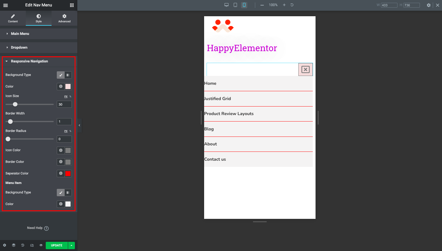 Nav Menu - HappyAddons