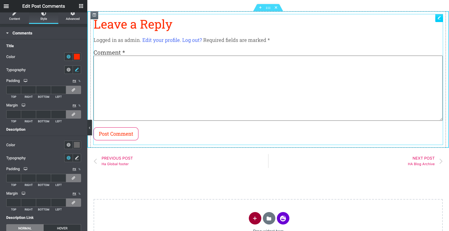 Post Comments - HappyAddons