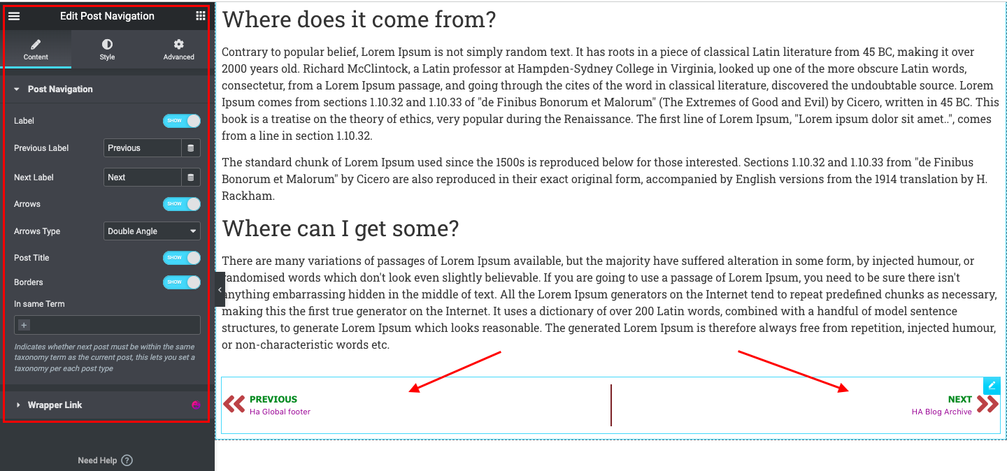 Post Navigation - HappyAddons