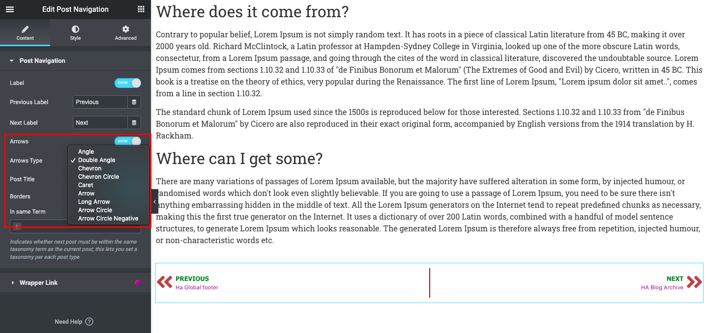 Post Navigation - HappyAddons