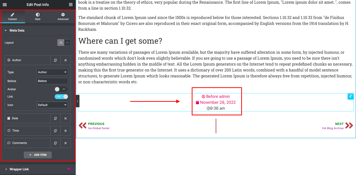 Post Info - HappyAddons
