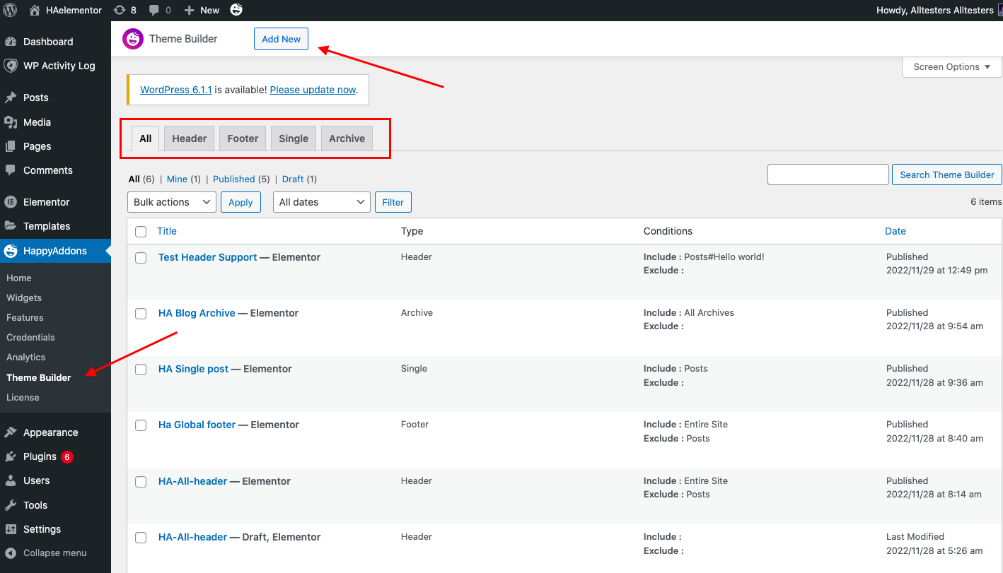How to Access the HappyAddons Theme Builder - HappyAddons