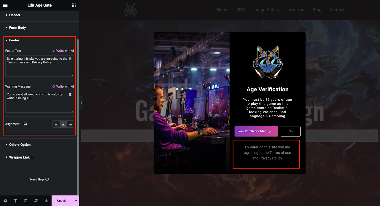 Age Gate - HappyAddons