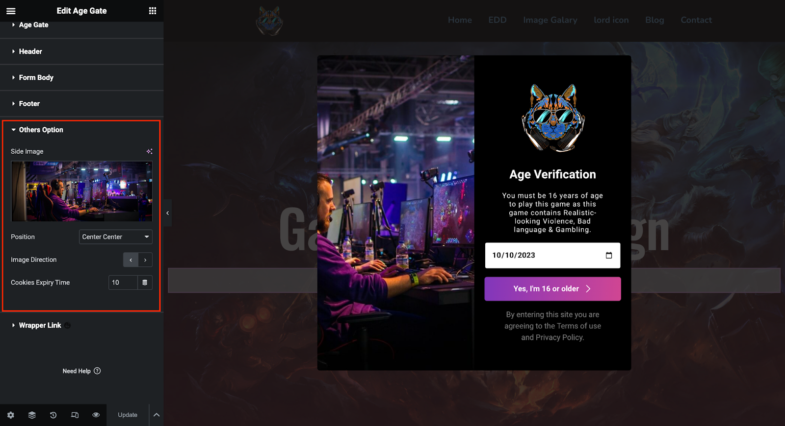 Age Gate - HappyAddons