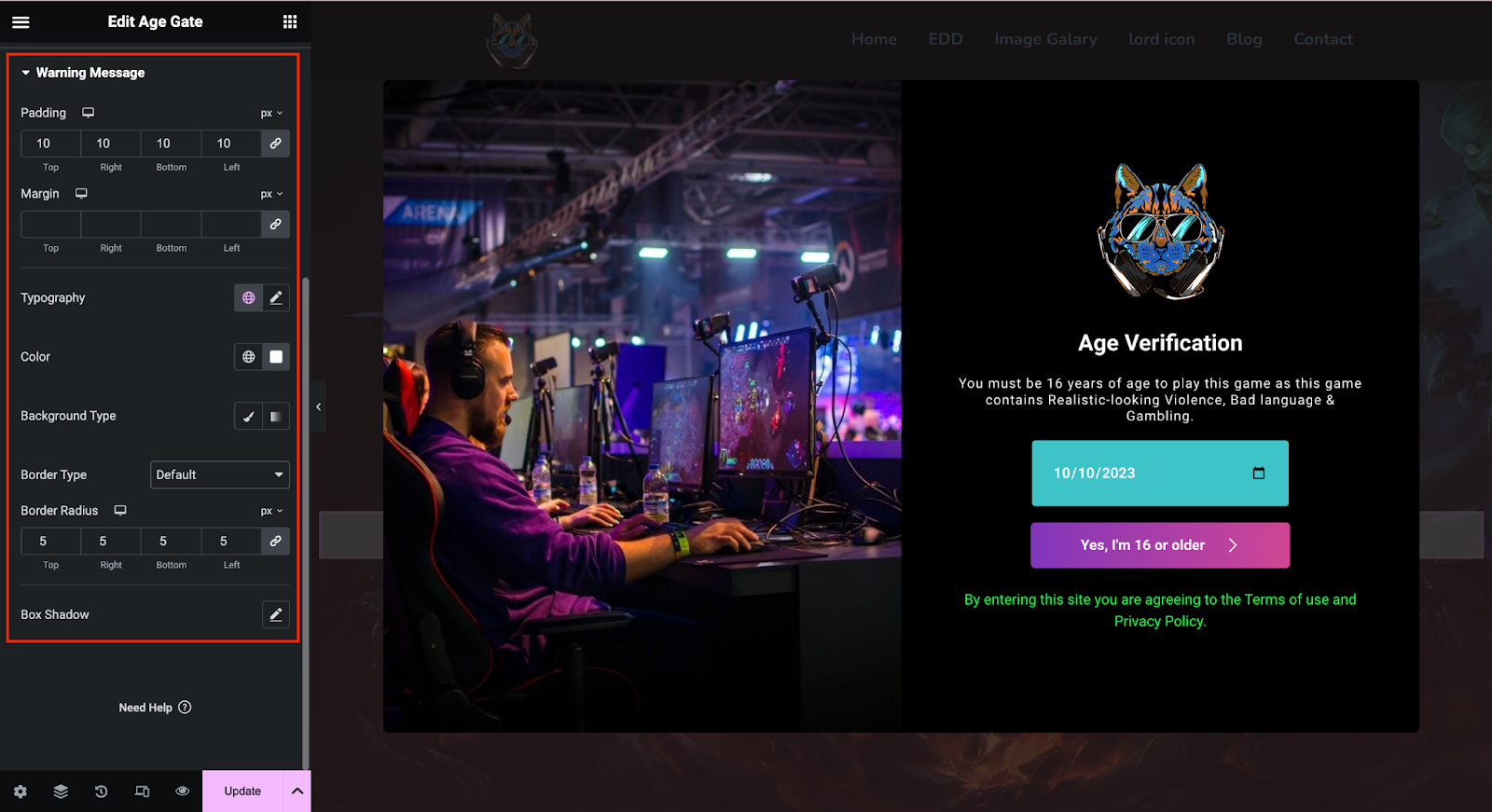 Age Gate - HappyAddons