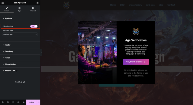 Age Gate - HappyAddons