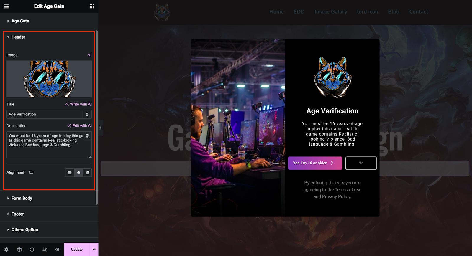 Age Gate - HappyAddons