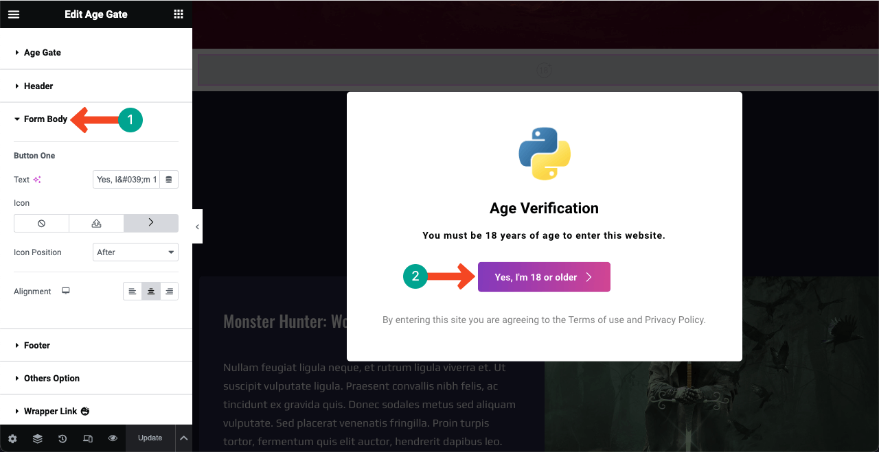 How to Add Age Verification to WordPress with Elementor