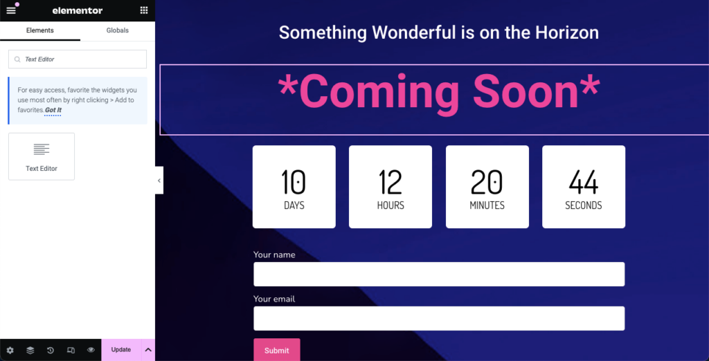 How to Create a Coming Soon Page with Elementor in WordPress