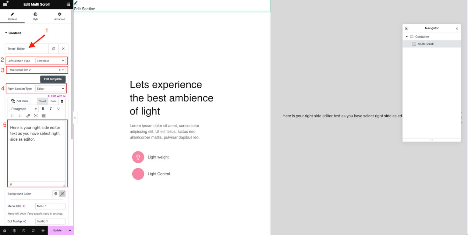 Multi Scroll - HappyAddons